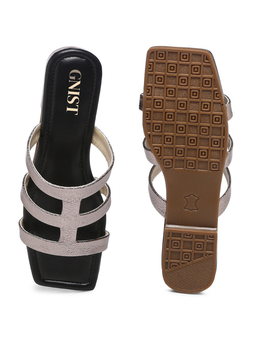 GNIST BlackSilver Strappy Flats – Gnist Footwear
